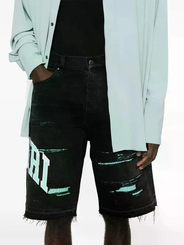 Amiri Logo-embroidered Denim Shorts