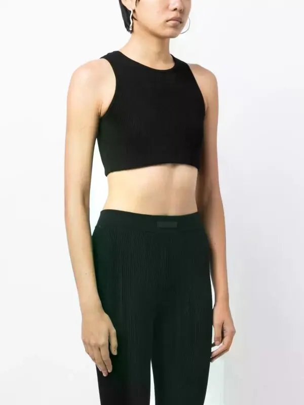 Fear Of God Logo-patch Ribbed Crop Top - Black