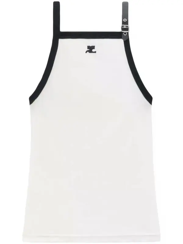 COURREGES Buckle Cotton Tank Top - White
