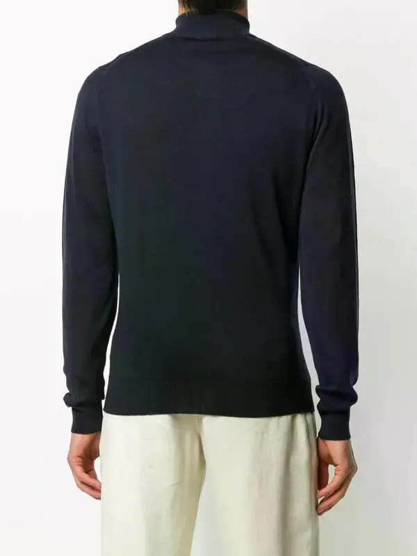 John Smedley Half Zip Knitted Jumper - Blue
