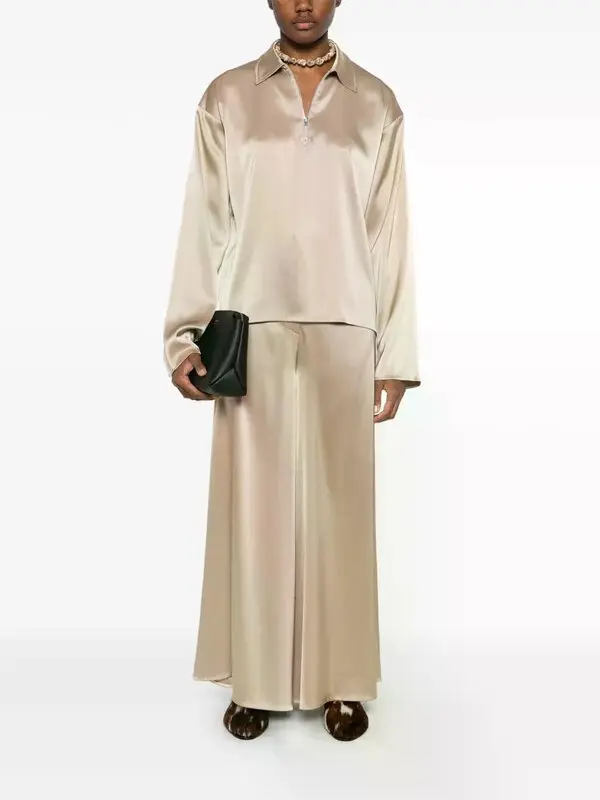 Nanushka Satin Palazzo Trousers - Neutrals