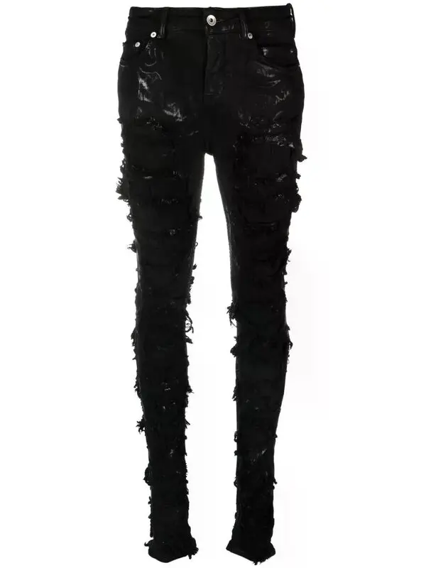 Rick Owens Detroit High-rise Ripped Skinny Jeans - Black
