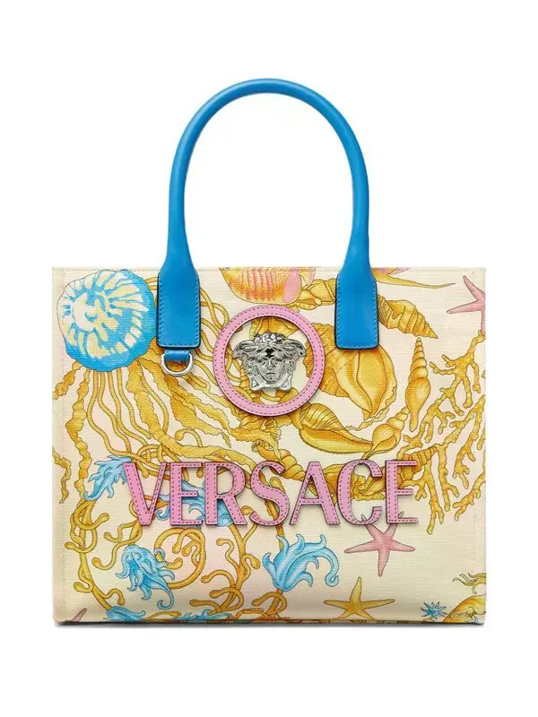 Versace Underwater Barocco Canvas Tote Bag - Neutrals