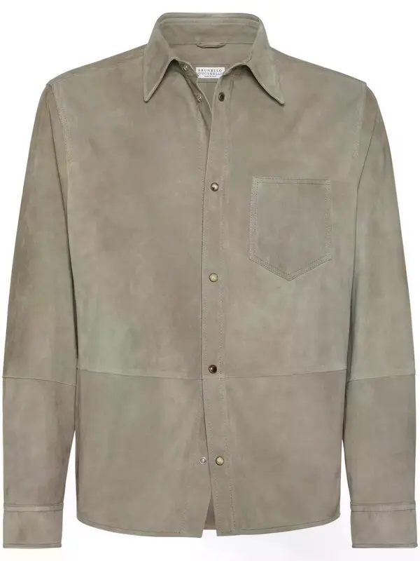 Brunello Cucinelli Suede Shirt - Neutrals