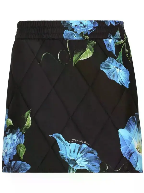 Dolce & Gabbana Floral-print High-waisted Miniskirt - Black