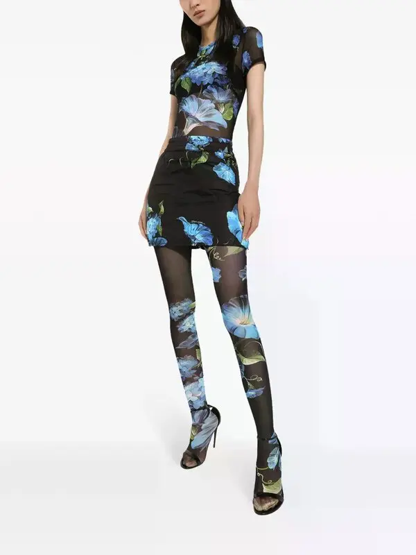 Dolce & Gabbana Floral-print High-waisted Miniskirt