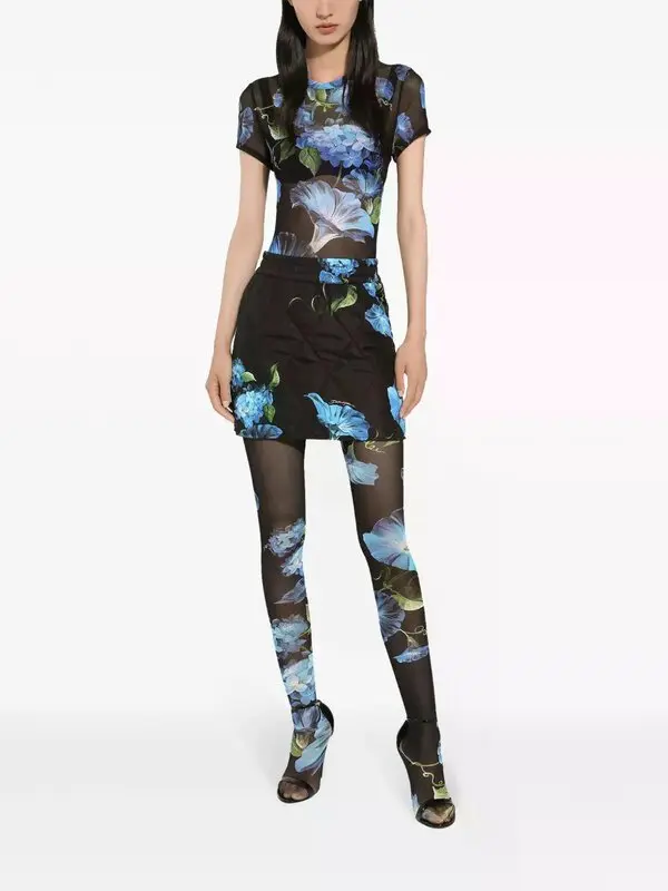 Dolce & Gabbana Floral-print High-waisted Miniskirt