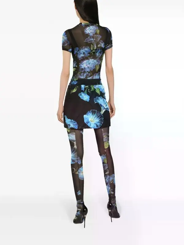 Dolce & Gabbana Floral-print High-waisted Miniskirt