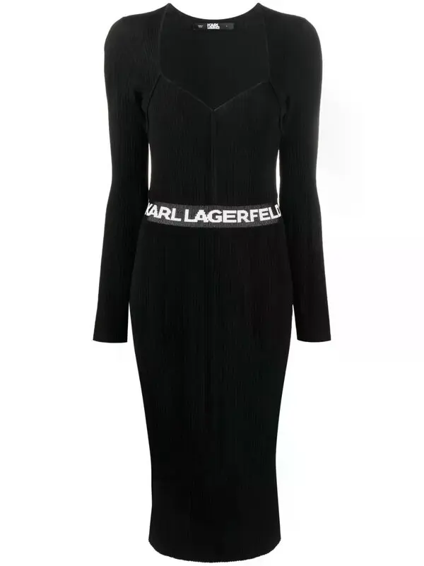 Karl Lagerfeld Logo-print Ribbed Dress