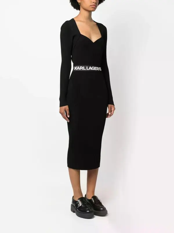 Karl Lagerfeld Logo-print Ribbed Dress