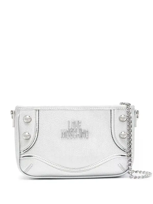 Moschino Logo-lettering Metallic Shoulder Bag - Silver