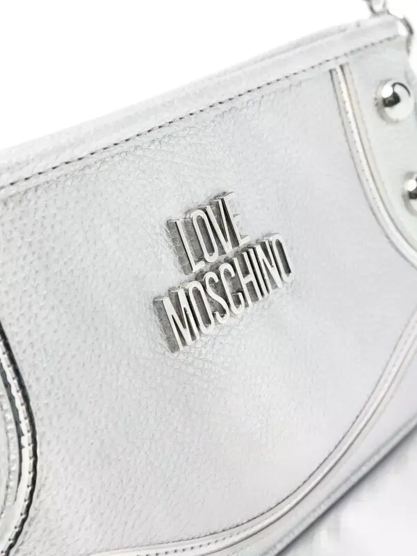 Moschino Logo-lettering Metallic Shoulder Bag - Silver
