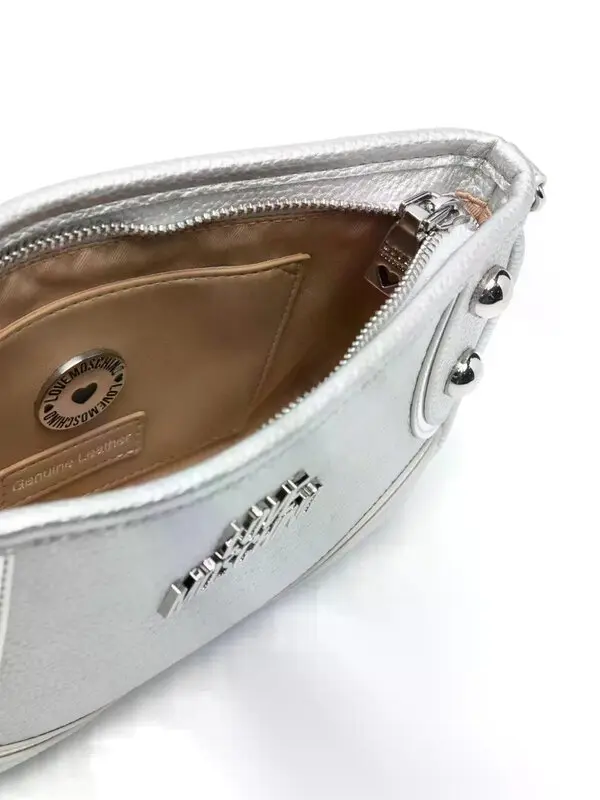 Moschino Logo-lettering Metallic Shoulder Bag - Silver