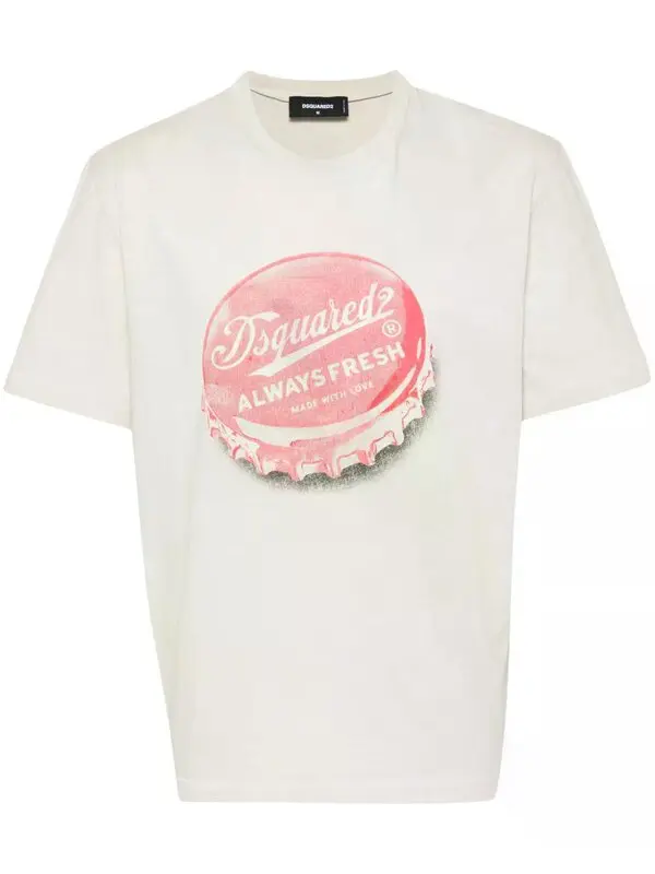 Dsquared2 Graphic-print Cotton T-shirt - Neutrals