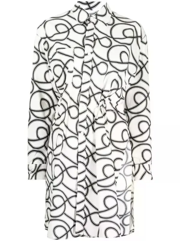 JNBY Graphic-print Long-sleeved Shirt Dress - Brown