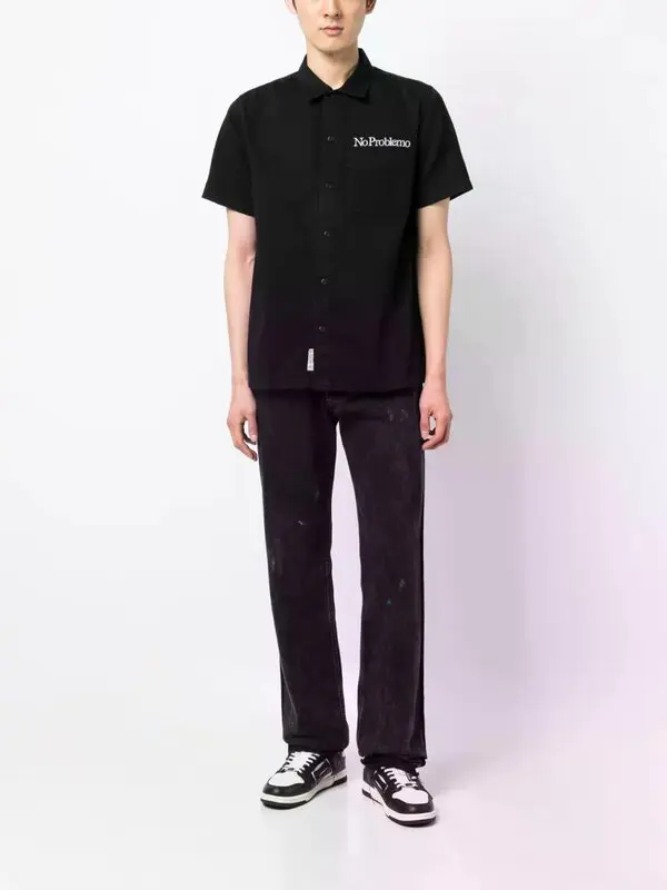 Aries Slogan-embroidered Cotton Shirt