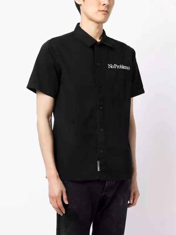 Aries Slogan-embroidered Cotton Shirt