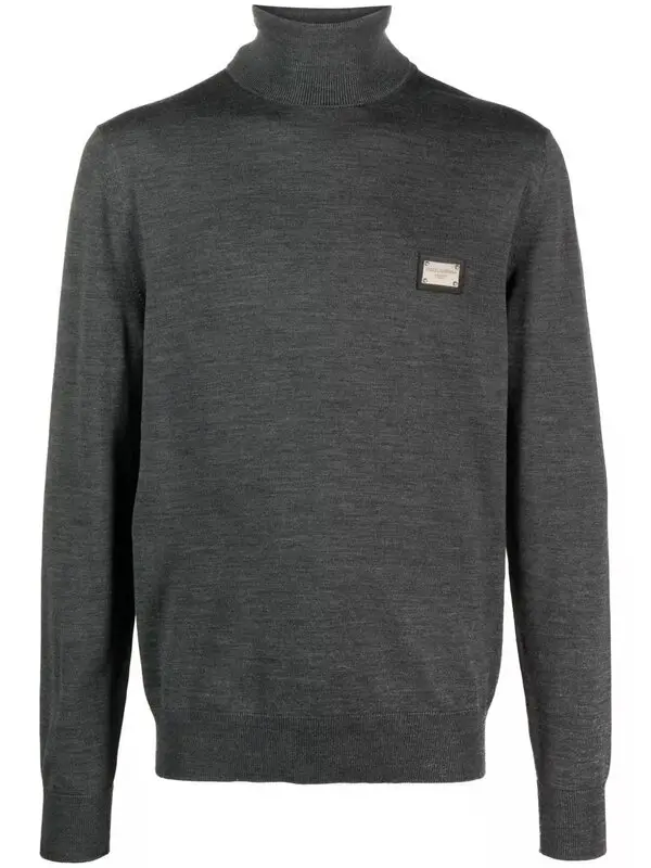 Dolce & Gabbana Logo-appliqué Wool Jumper - Grey