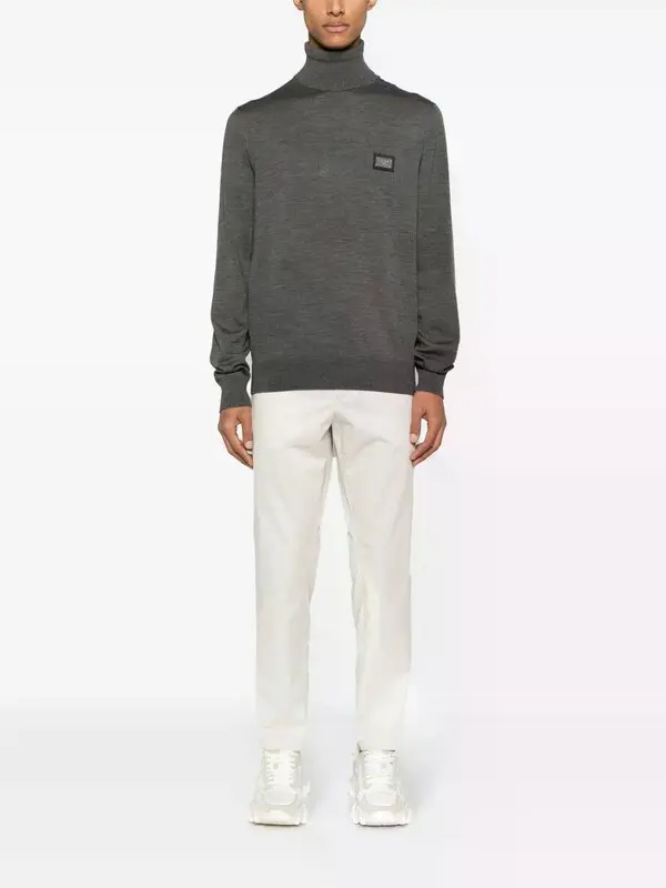 Dolce & Gabbana Logo-appliqué Wool Jumper - Grey