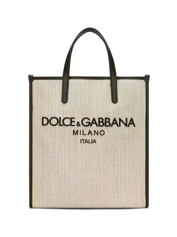 Dolce & Gabbana Canvas Shopping Tote Bag - Neutrals
