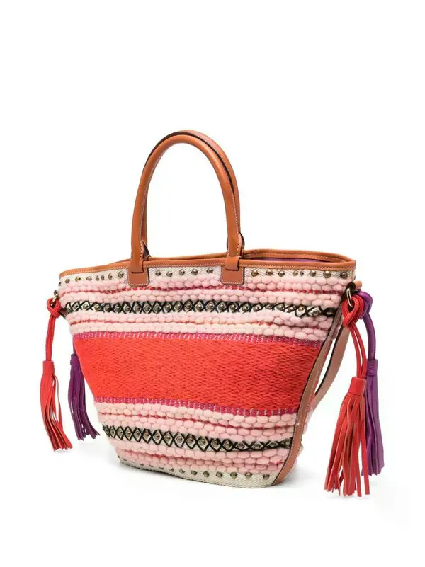 Emilio Pucci Embroidered Logo Striped Tote Bag