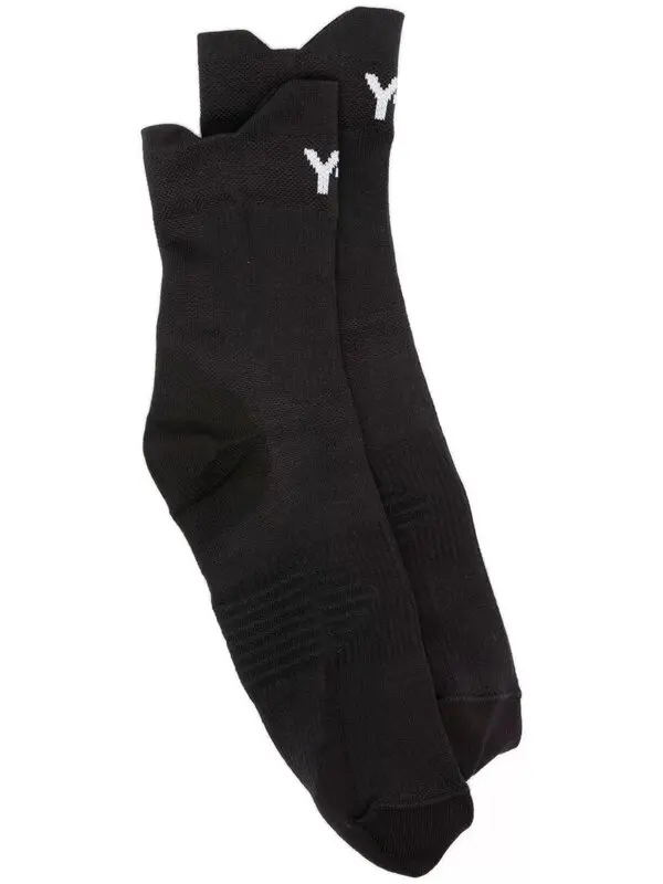 Y3 Logo-intarsia Ribbed Socks - Black