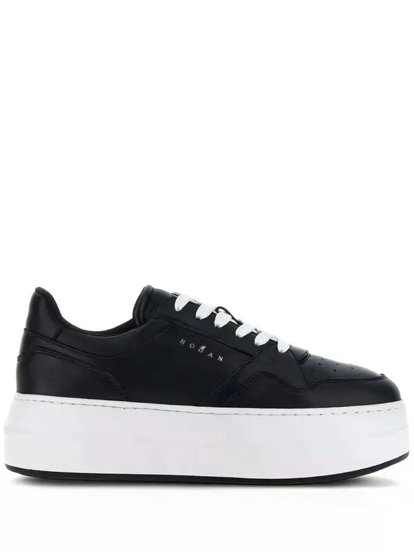 Hogan H670 Flatform Leather Sneakers - Black