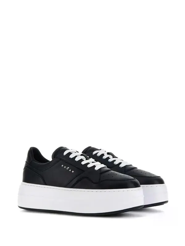 Hogan H670 Flatform Leather Sneakers - Black