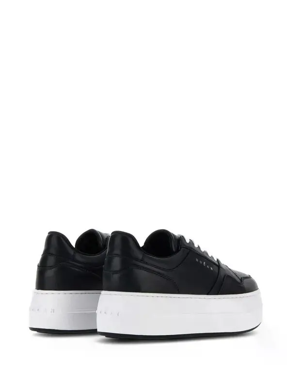 Hogan H670 Flatform Leather Sneakers - Black