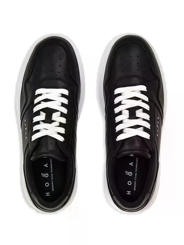 Hogan H670 Flatform Leather Sneakers - Black