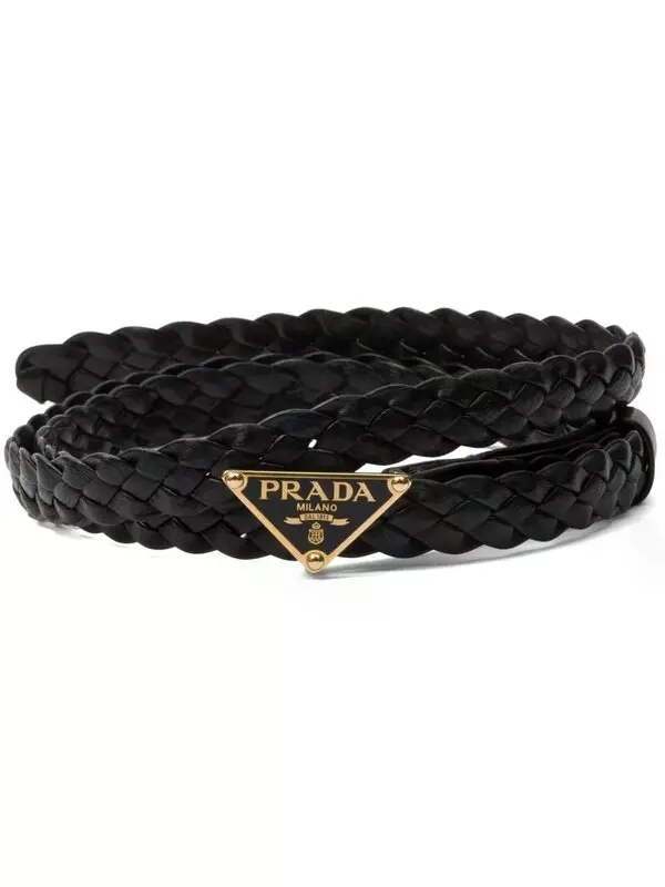 Prada Braided Nappa Leather Belt - Black