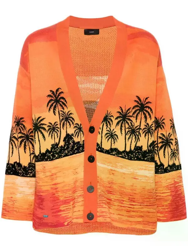 Alanui Kerala Sunset Intarsia-knit Cardigan