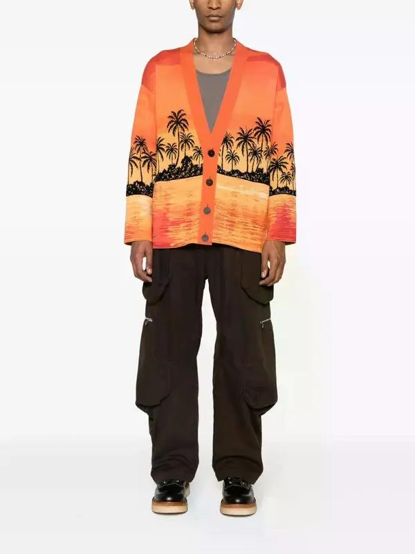 Alanui Kerala Sunset Intarsia-knit Cardigan