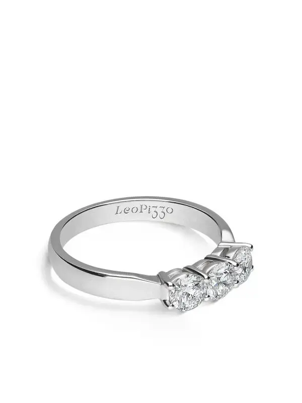 LEO PIZZO 18kt White Gold Trilogy Diamond Ring - Silver
