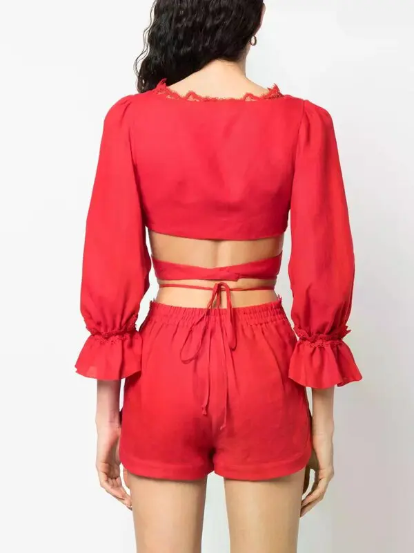 Ermanno Scervino Cropped Lace-detail Top