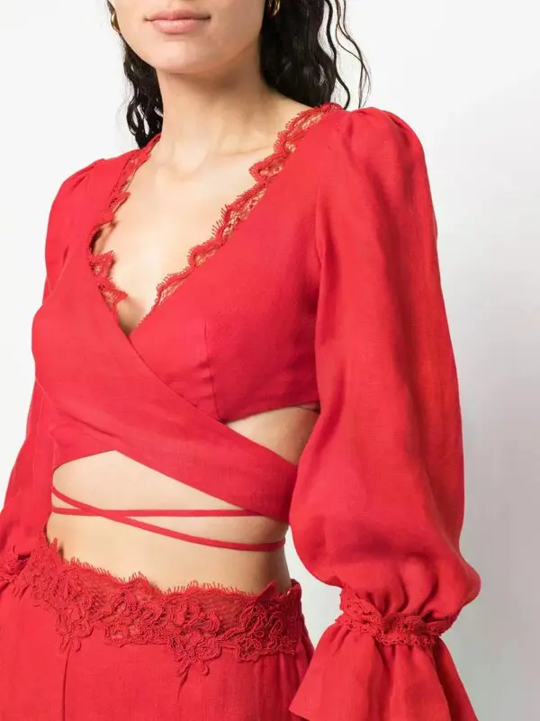 Ermanno Scervino Cropped Lace-detail Top
