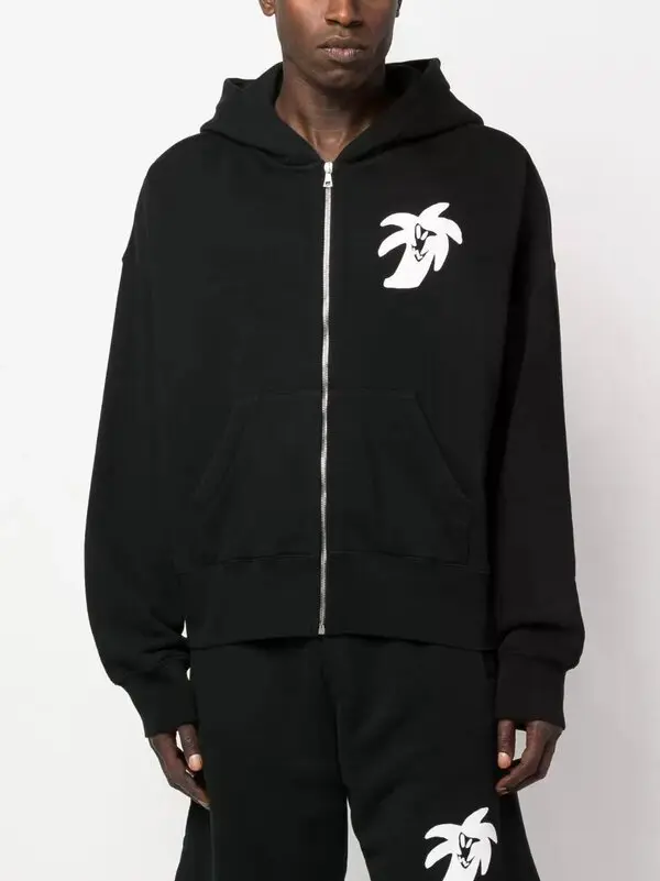 Palm Angels Logo-print Zip-up Hoodie