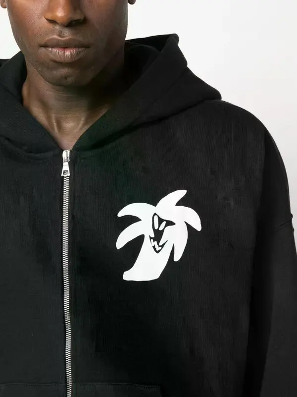 Palm Angels Logo-print Zip-up Hoodie