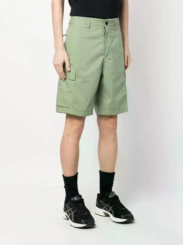 Stone Island Side Logo-patch Bermuda Shorts - Green