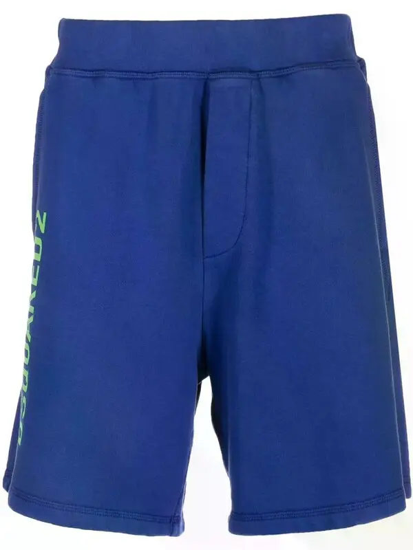 Dsquared2 Cotton Logo Print Shorts - Blue