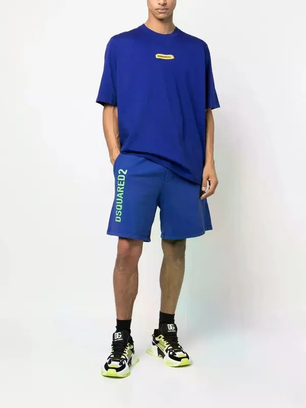 Dsquared2 Cotton Logo Print Shorts - Blue
