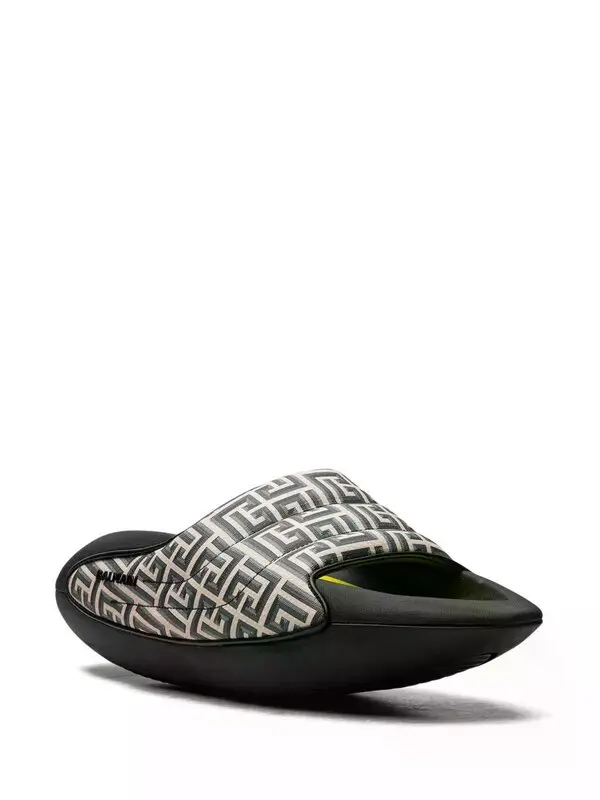 Balmain Padded Monogram Print Slides
