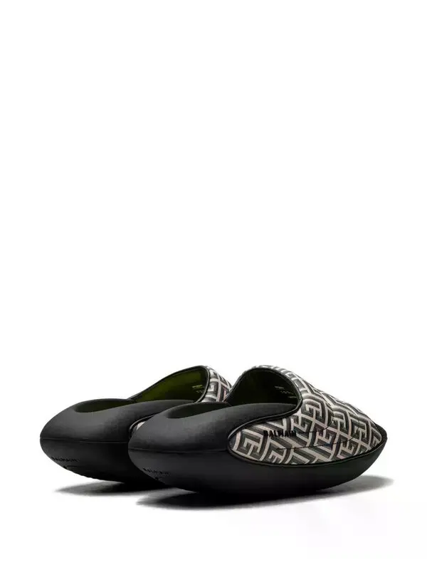 Balmain Padded Monogram Print Slides