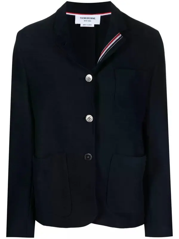Thom Browne Jersey Blazer With Rwb Stripe And Grosgrain Loop