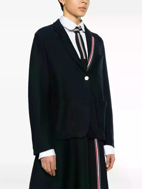 Thom Browne Jersey Blazer With Rwb Stripe And Grosgrain Loop