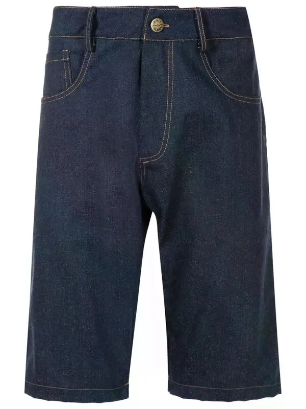 AMIR SLAMA Logo-patch Denim Shorts
