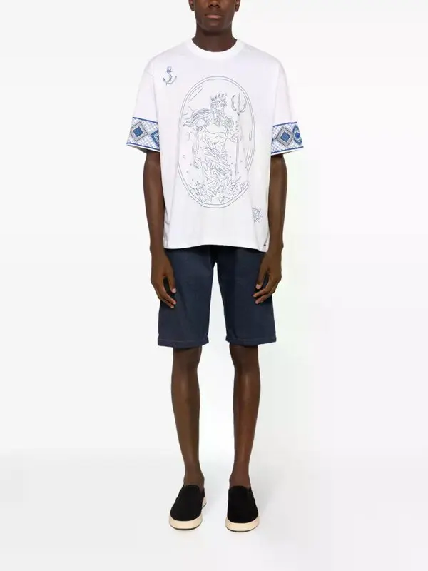 AMIR SLAMA Logo-patch Denim Shorts