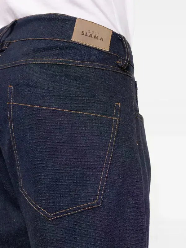 AMIR SLAMA Logo-patch Denim Shorts