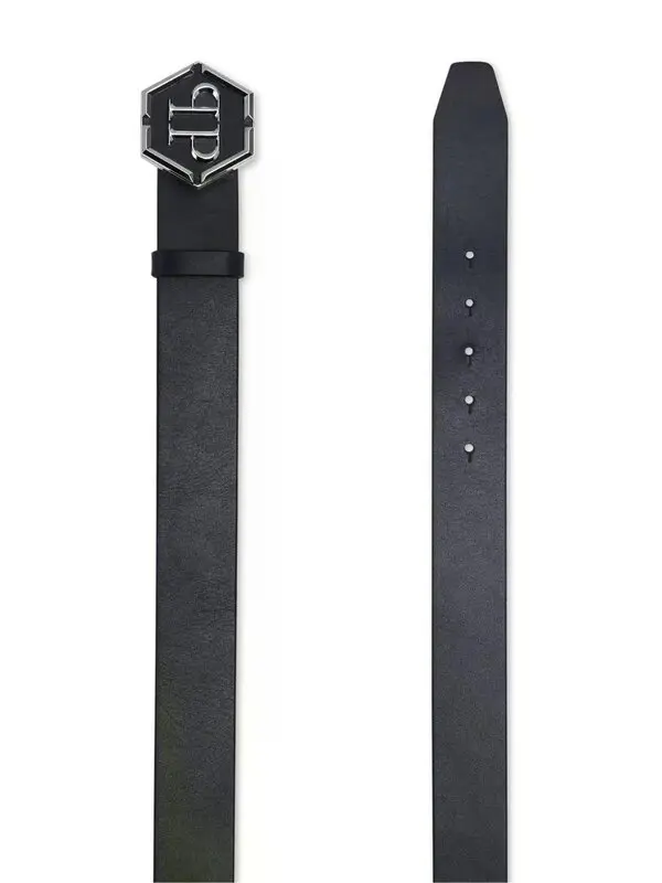 Philipp Plein Hexagon Logo-buckle Leather Belt