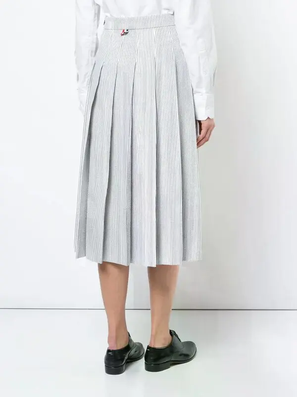 Thom Browne Seersucker Pleated Skirt